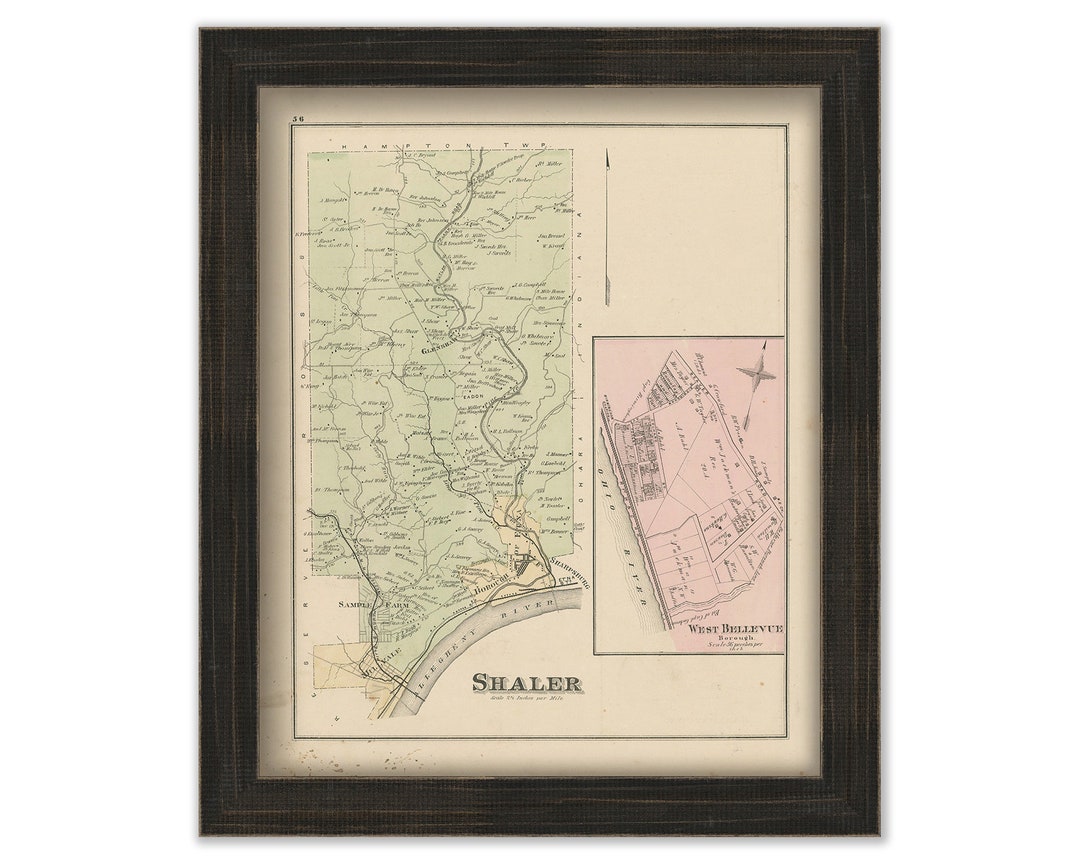SHALER, Pennsylvania 1876 Map - Replica or Genuine ORIGINAL - Etsy