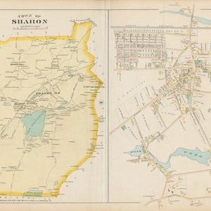 Town and Village of SHARON, Massachusetts 1888 Map - Etsy