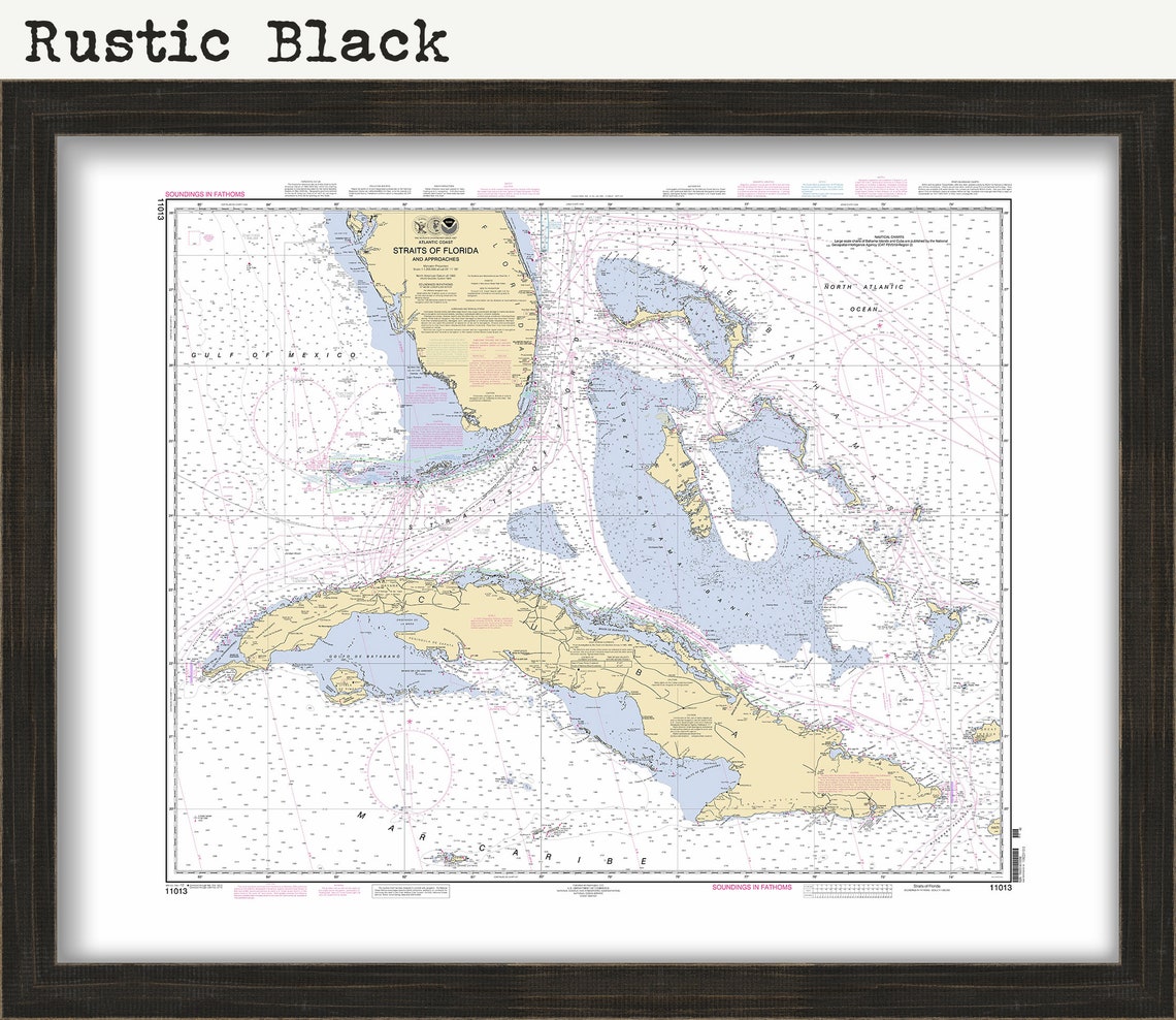 CUBA, the BAHAMAS and FLORIDA - 2012 Nautical Chart - Etsy