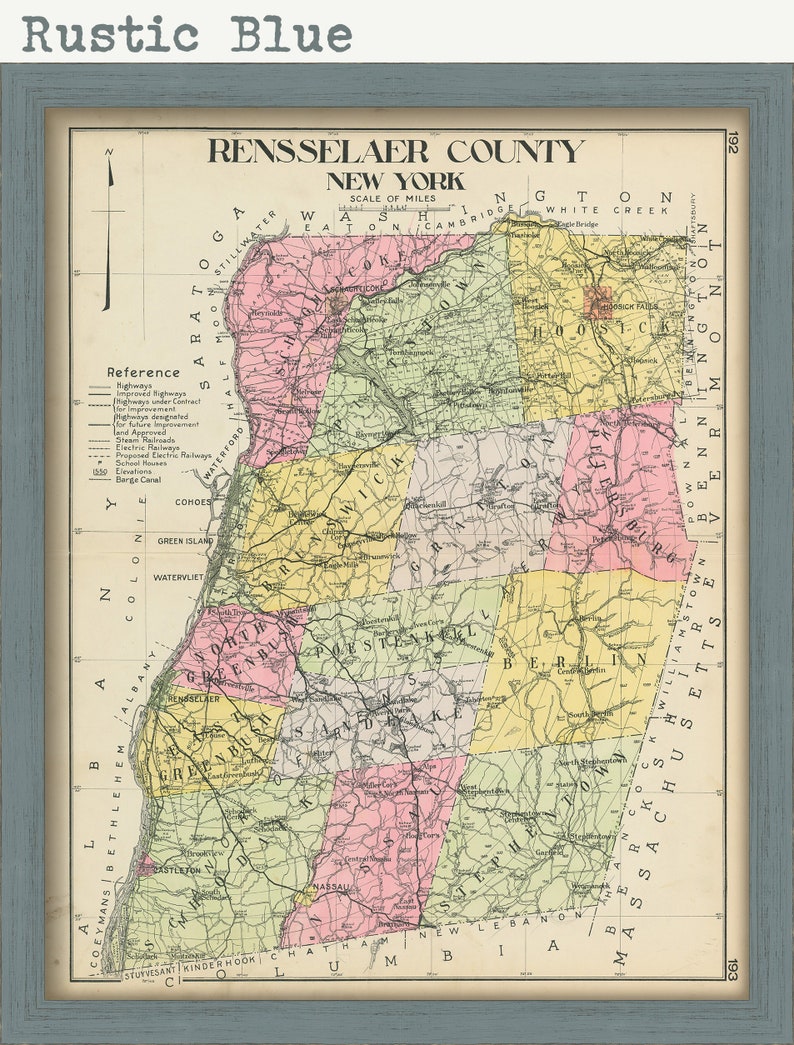 RENSSELAER County New York 1912 Map Replica or GENUINE - Etsy