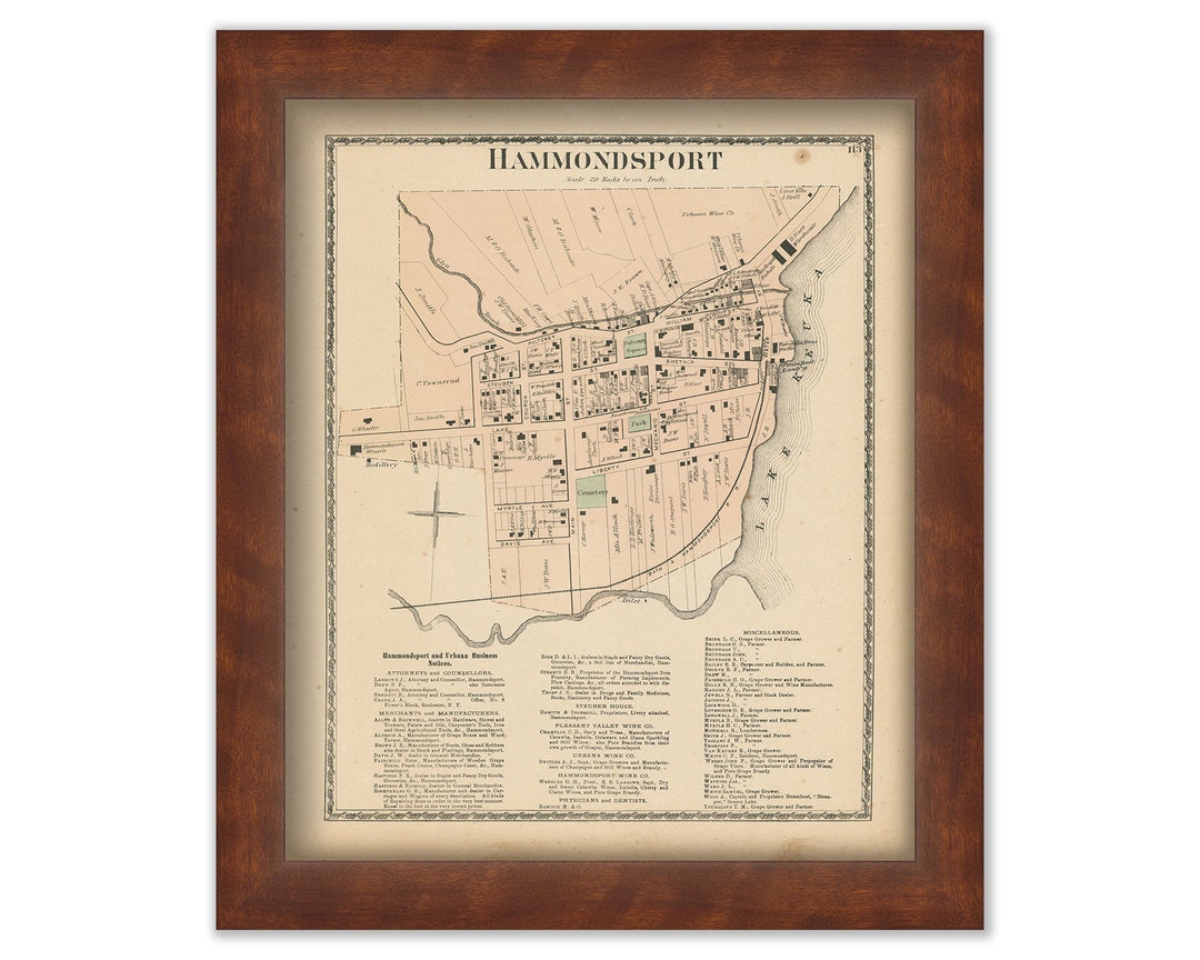 HAMMONDSPORT, New York 1873 Map, Replica or Genuine ORIGINAL - Etsy