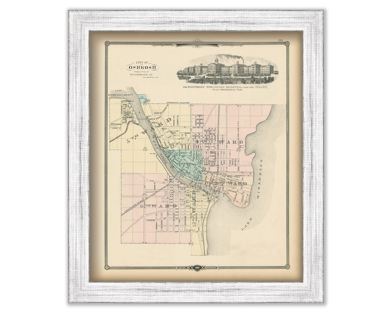 OSHKOSH Wisconsin 1878 Map Replica or Genuine Original - Etsy