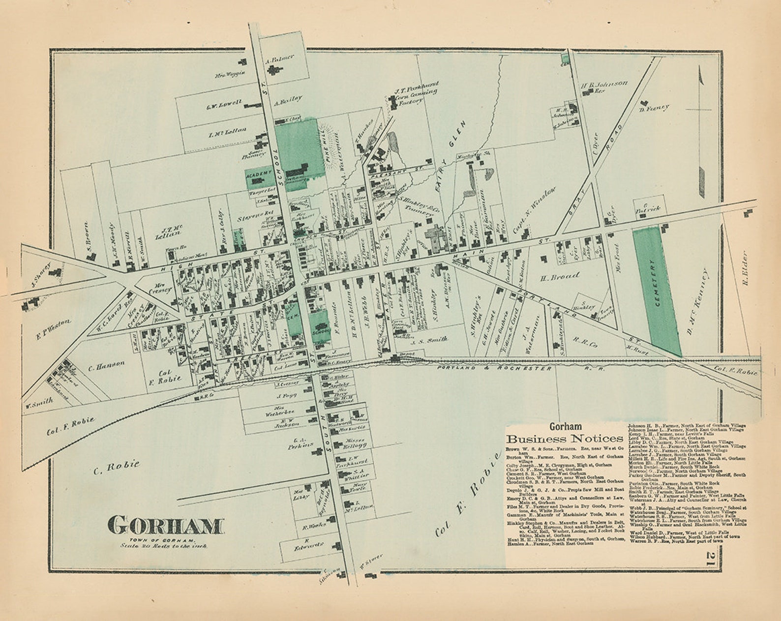 GORHAM, Maine 1871 Map, Replica or Genuine ORIGINAL - Etsy