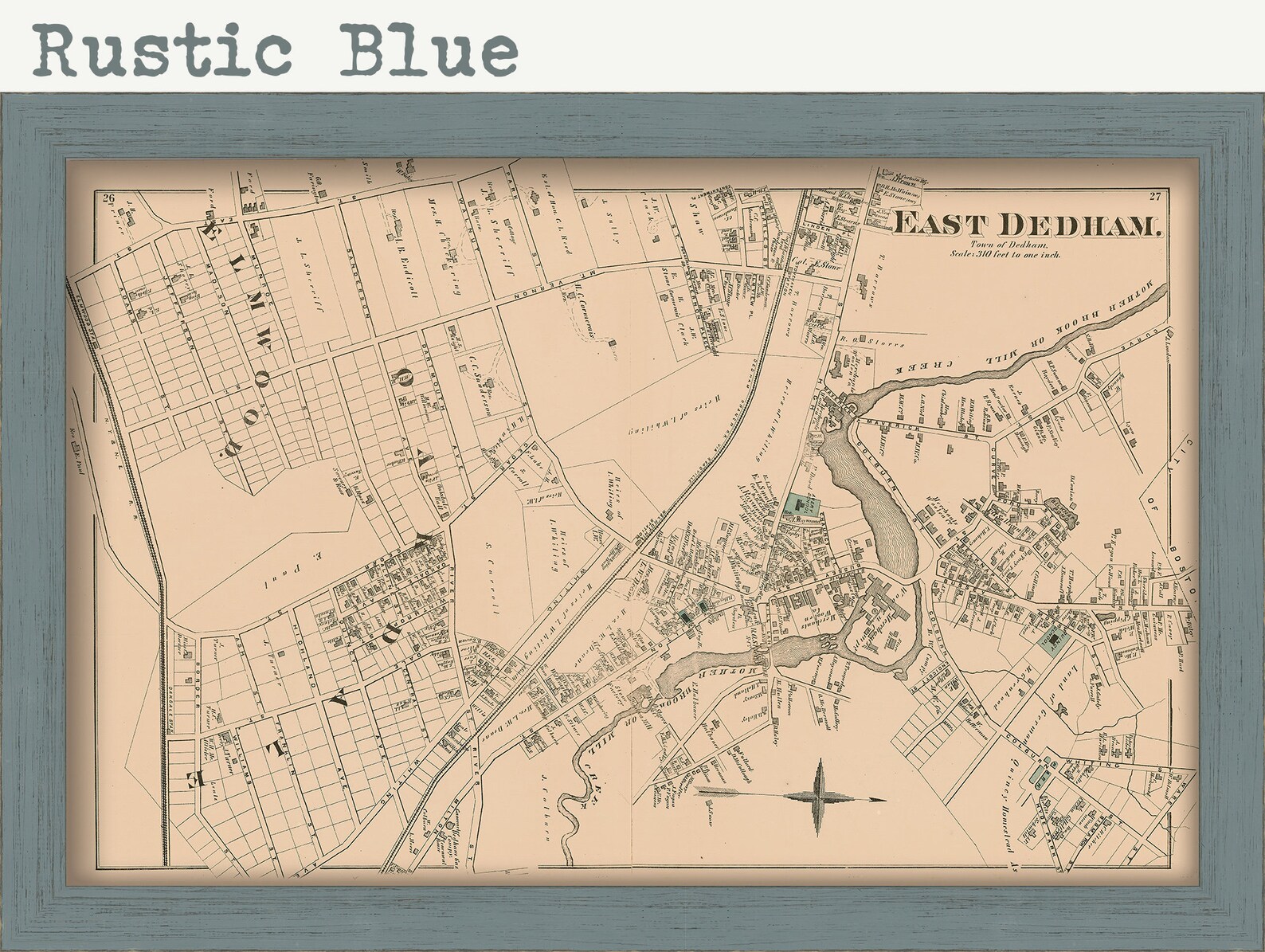 East Dedham Massachusetts 1876 Map Replica or GENUINE - Etsy