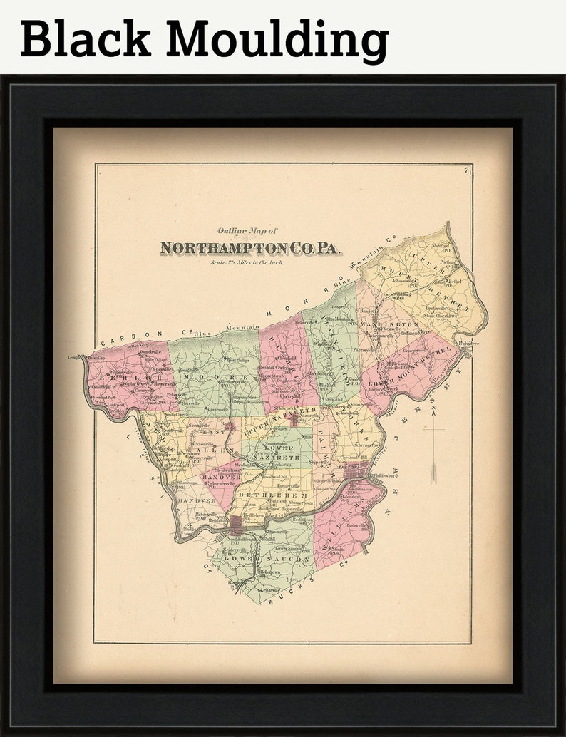 NORTHAMPTON COUNTY Pennsylvania 1872 Map Replica or Genuine - Etsy