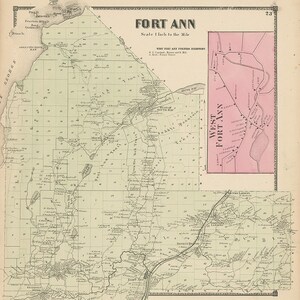 Town of FORT ANNE, New York 1866 Map - Etsy