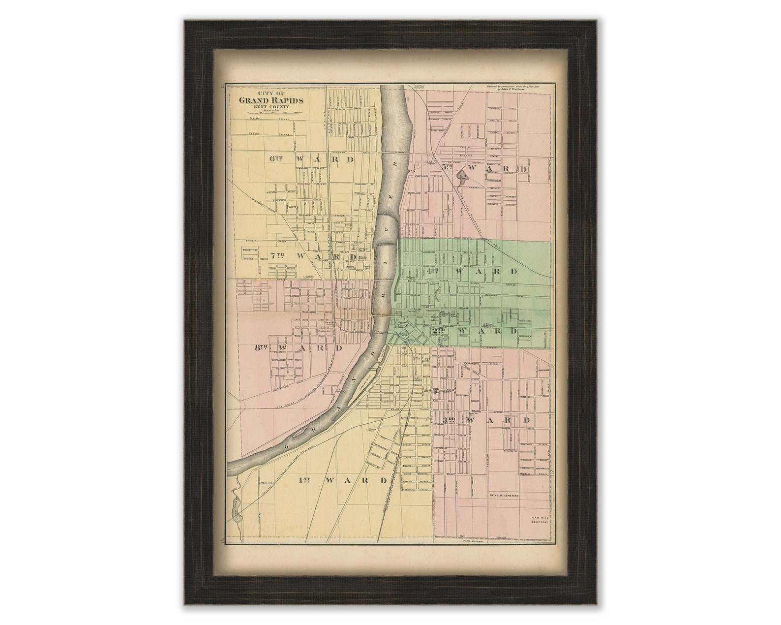 GRAND RAPIDS Michigan 1873 Map Replica or Genuine Original | Etsy
