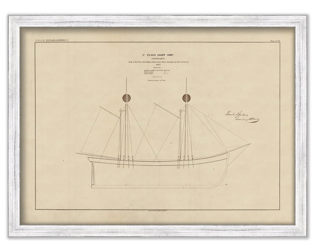 NANTUCKET LIGHTSHIP - Drawing and Plan of the Lightship 1855 - Etsy