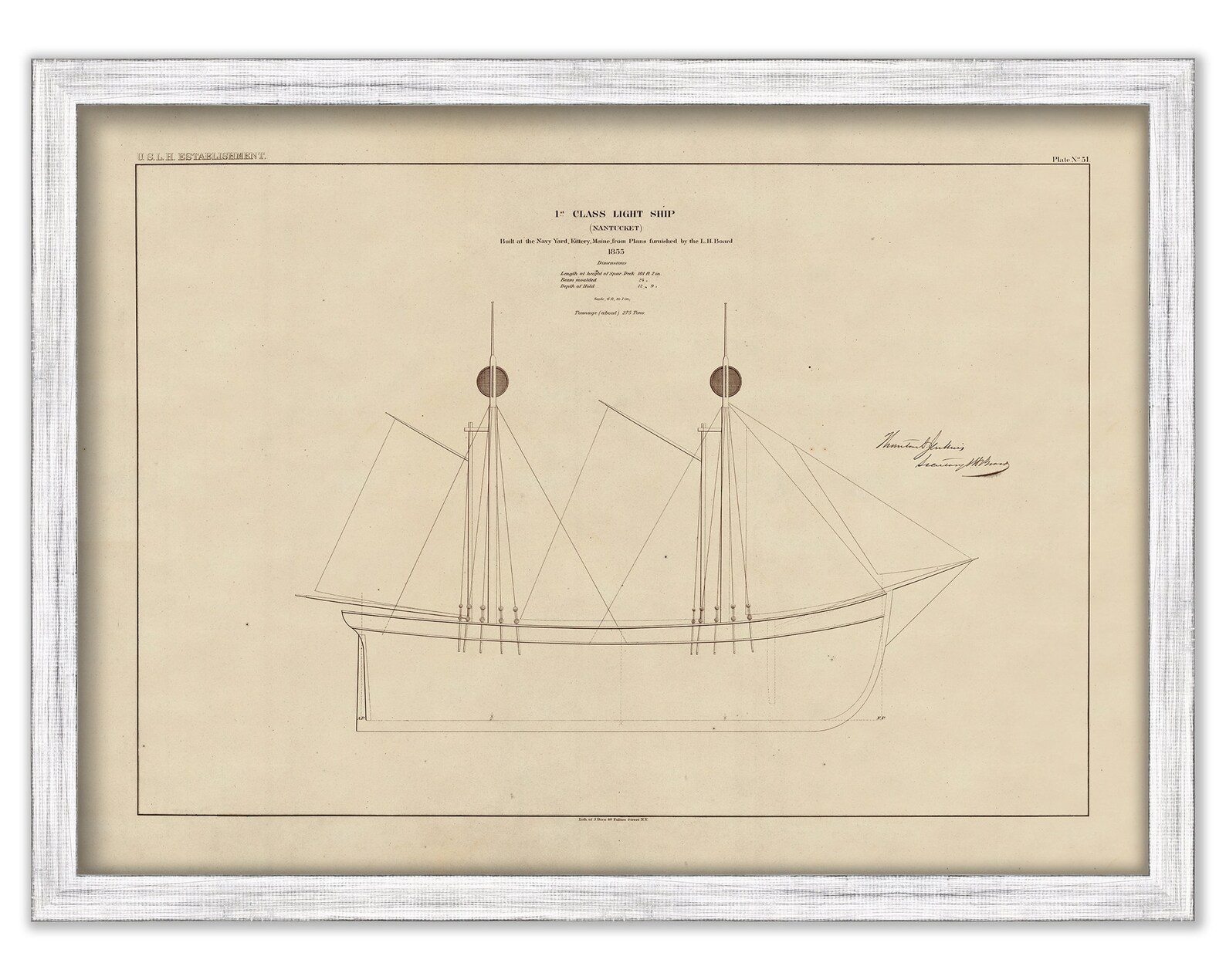 NANTUCKET LIGHTSHIP Drawing and Plan of the Lightship 1855 - Etsy