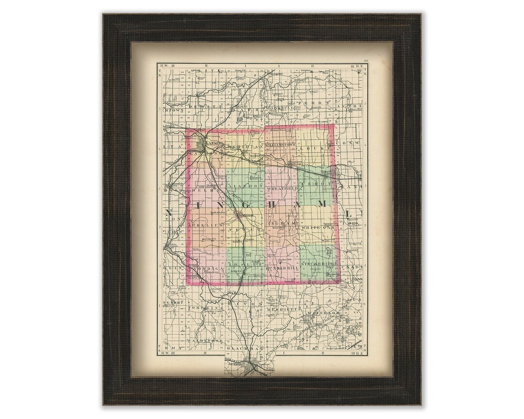 INGHAM COUNTY, Michigan 1873 Map - Replica or Genuine Original - Etsy