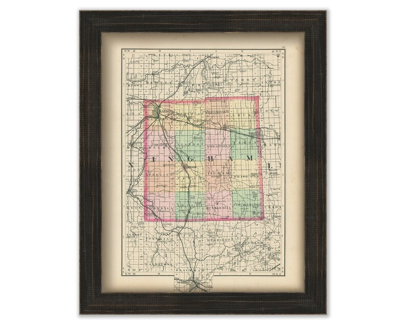INGHAM COUNTY Michigan 1873 Map Replica or Genuine Original - Etsy