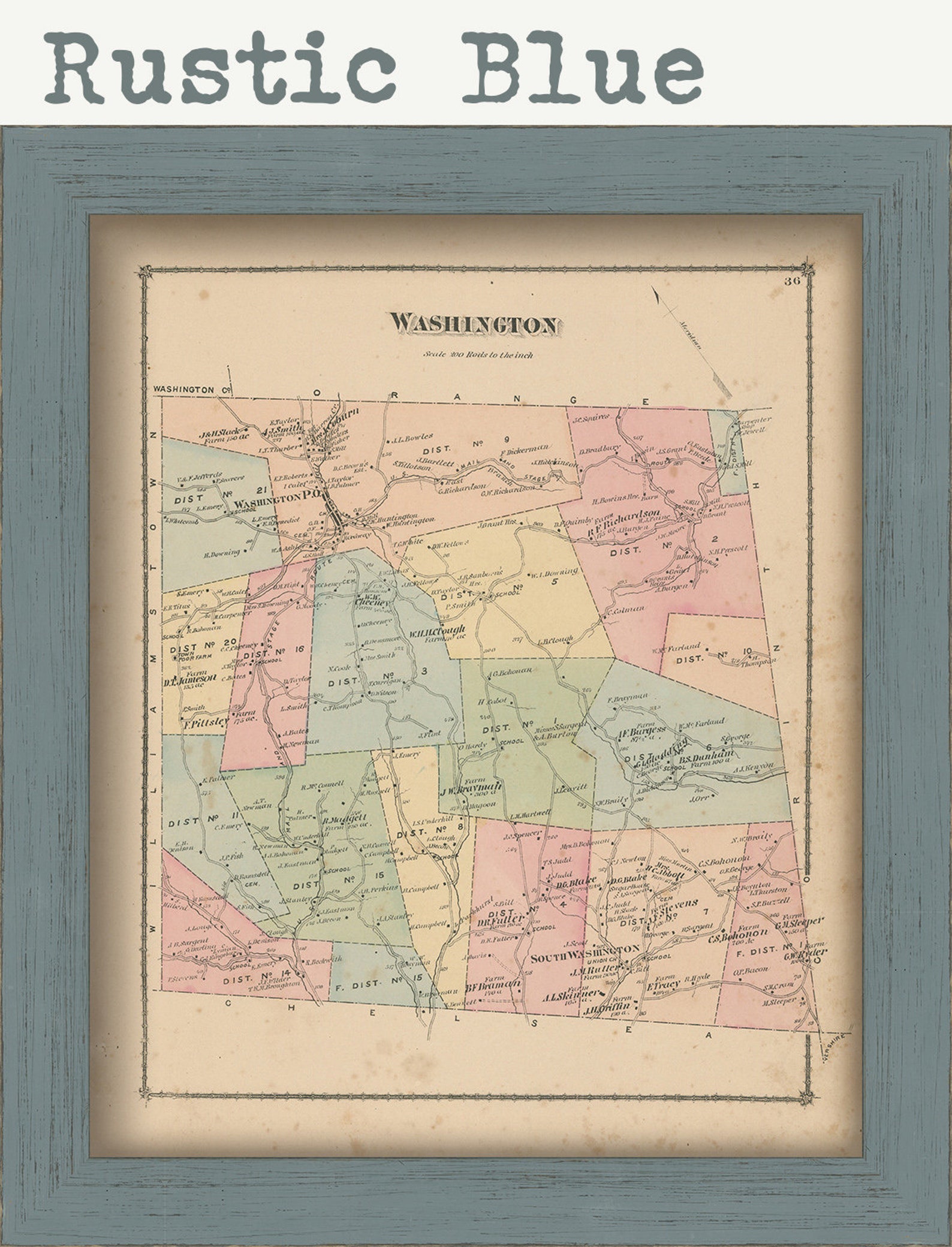 WASHINGTON, Vermont 1877 Map - Replica or Genuine ORIGINAL - Etsy