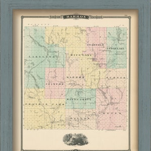 BARRON COUNTY, Wisconsin 1878 Map, Replica or Genuine Original - Etsy