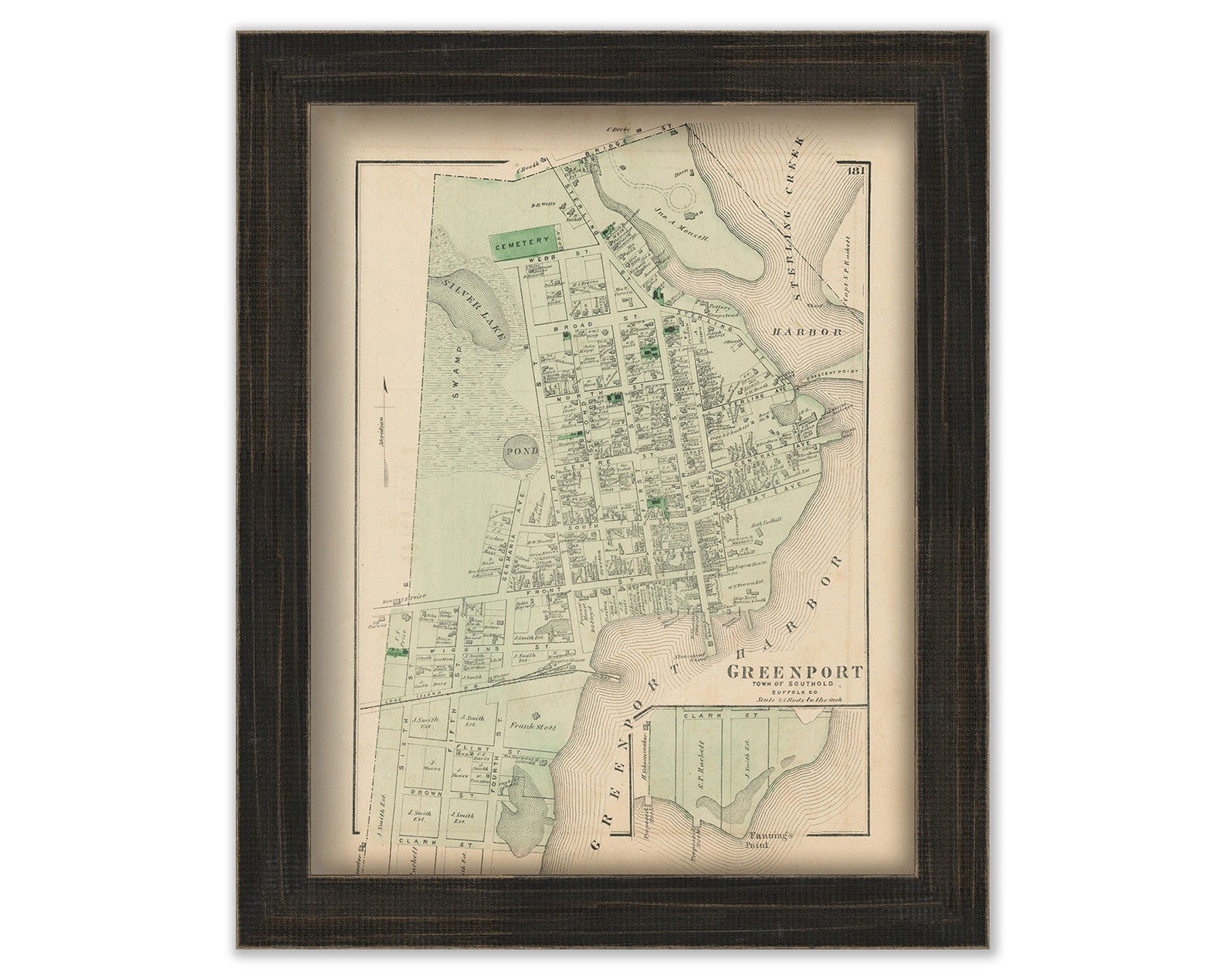 Greenport Village Southold New York 1873 Map Replica and - Etsy