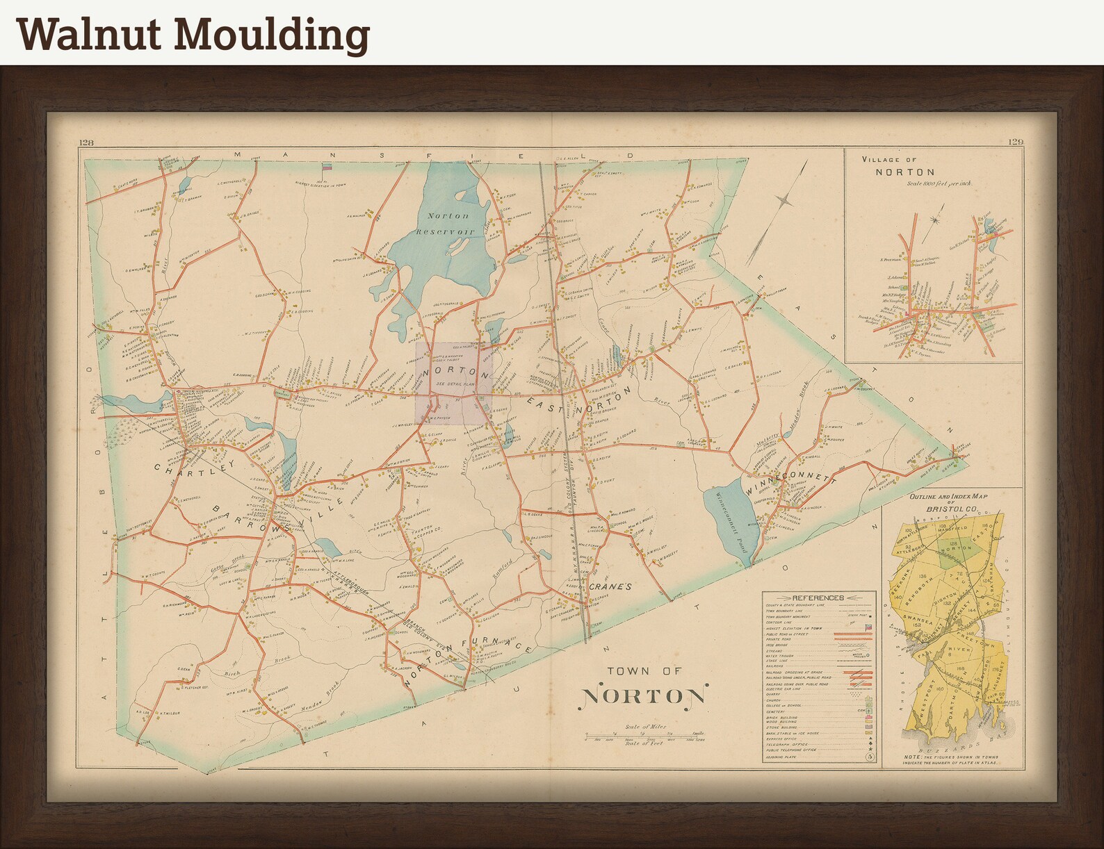 NORTON, Massachusetts 1895 Map - Replica or GENUINE Original - Etsy