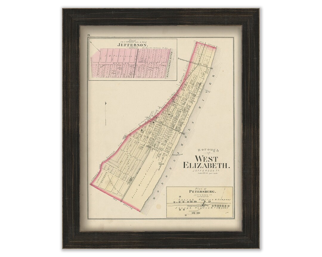 WEST ELIZABETH, Pennsylvania 1876 Map - Replica or Genuine ORIGINAL - Etsy
