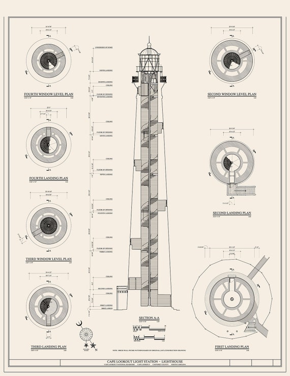 CAPE LOOKOUT LIGHTHOUSE Outerbanks North Carolina Drawing | Etsy