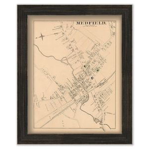 Village of MEDFIELD, Massachusetts 1876 Map - Replica or GENUINE ...
