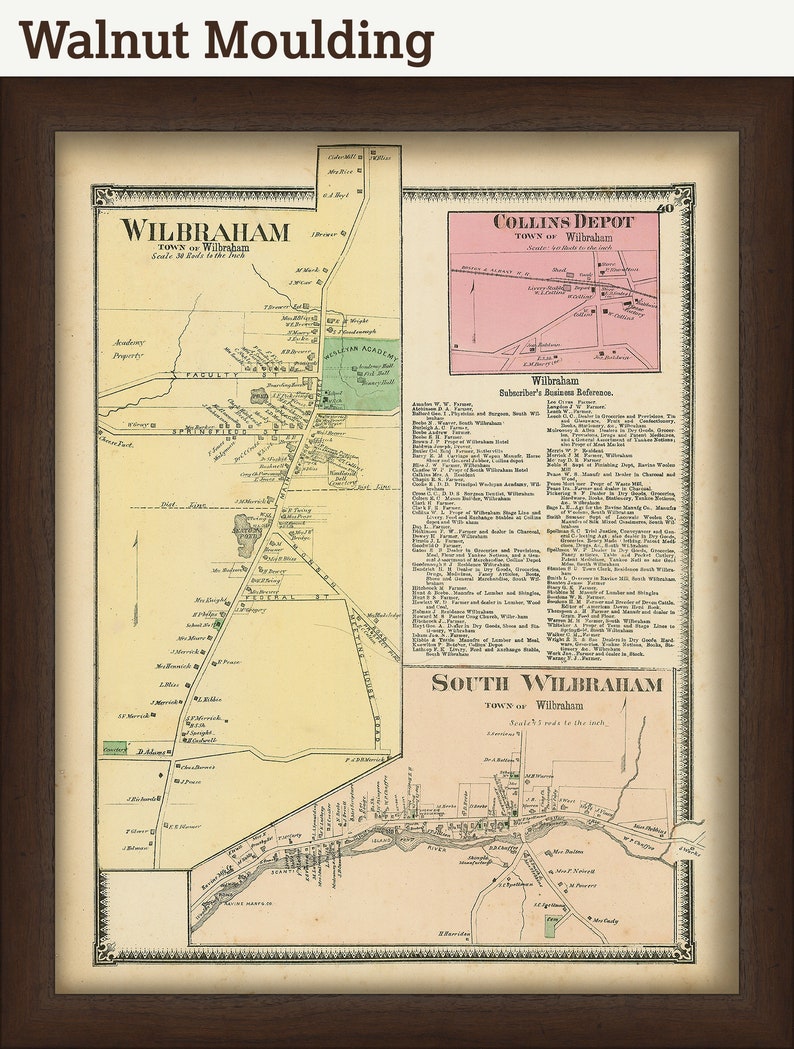 Village of WILBRAHAM Massachusetts 1870 Map - Etsy