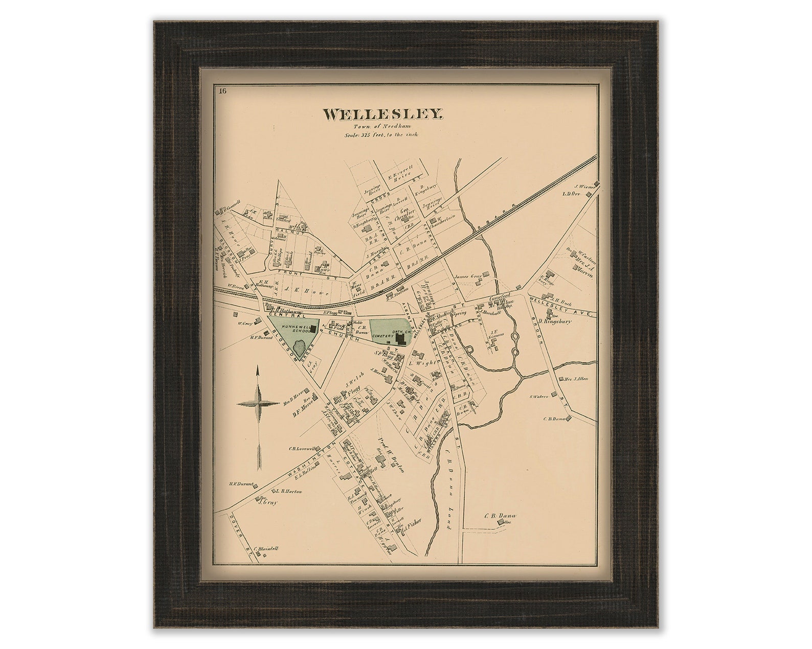WELLESLEY, Massachusetts 1876 Map - Replica or GENUINE ORIGINAL - Etsy