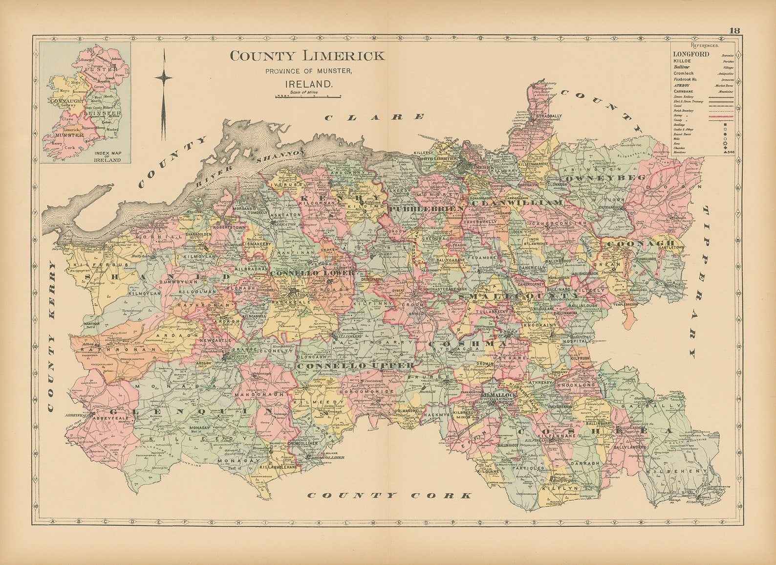 COUNTY LIMERICK, Ireland 1901 Map - Replica or Genuine ORIGINAL - Etsy