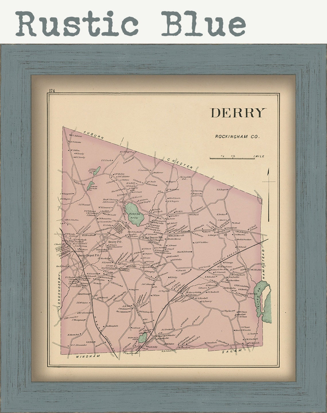 DERRY New Hampshire 1892 Map | Etsy