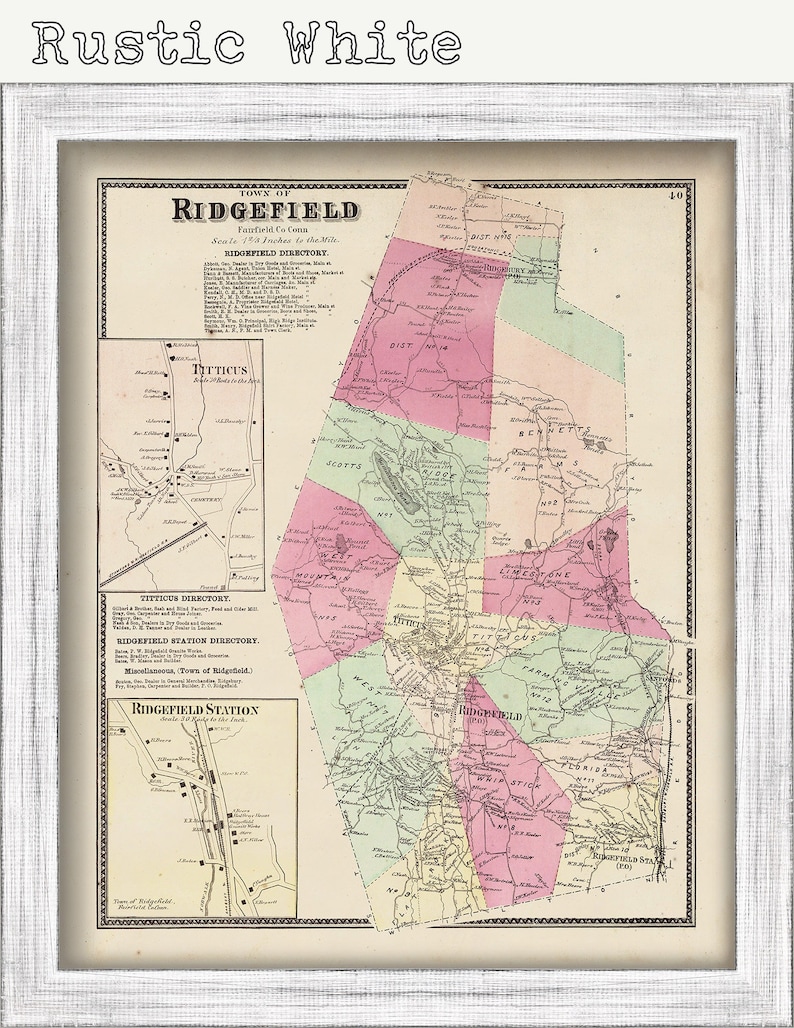 RIDGEFIELD, Connecticut Map 1867 - Etsy