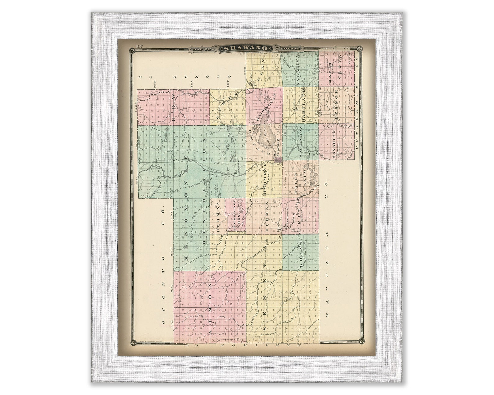 SHAWANO COUNTY Wisconsin 1878 Map Replica or Genuine - Etsy