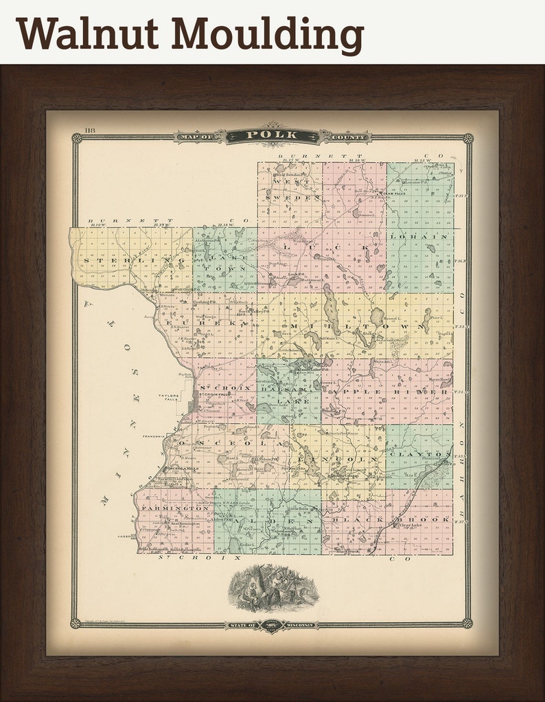 POLK COUNTY, Wisconsin 1878 Map, Replica or Genuine Original - Etsy