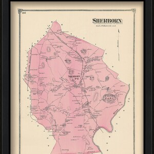 SHERBORN, Massachusetts 1875 Map - Replica or Genuine ORIGINAL - Etsy