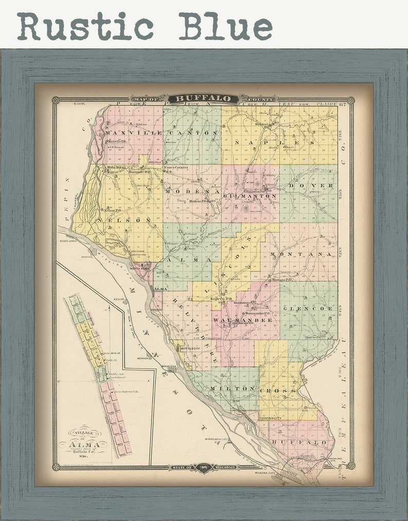BUFFALO COUNTY Wisconsin 1878 Map Replica or Genuine | Etsy