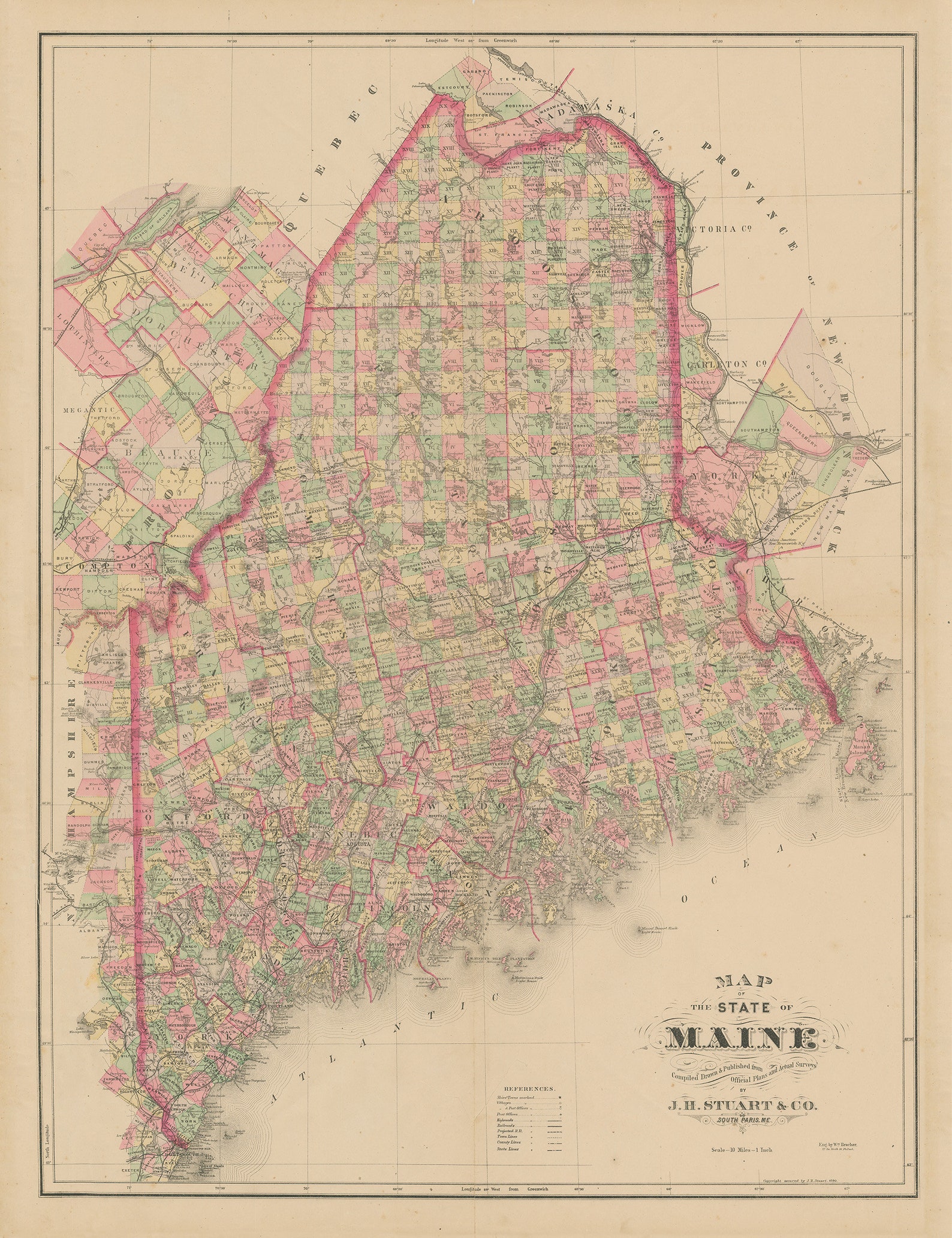 Railroad Map of Maine 1890, Replica or GENUINE ORIGINAL - Etsy
