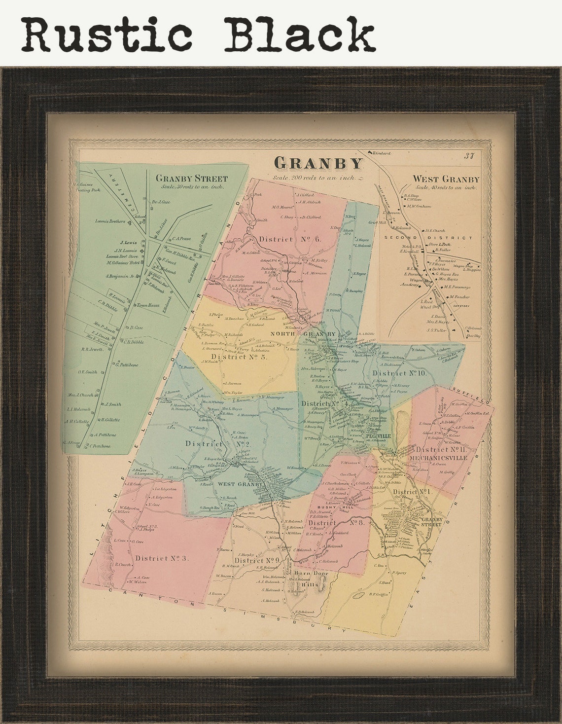 GRANBY, Connecticut, 1869 Map, Replica or GENUINE ORIGINAL - Etsy