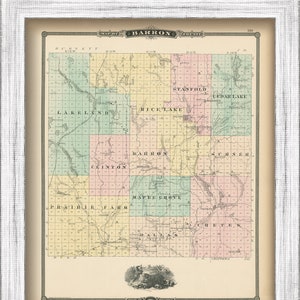 BARRON COUNTY, Wisconsin 1878 Map, Replica or Genuine Original - Etsy