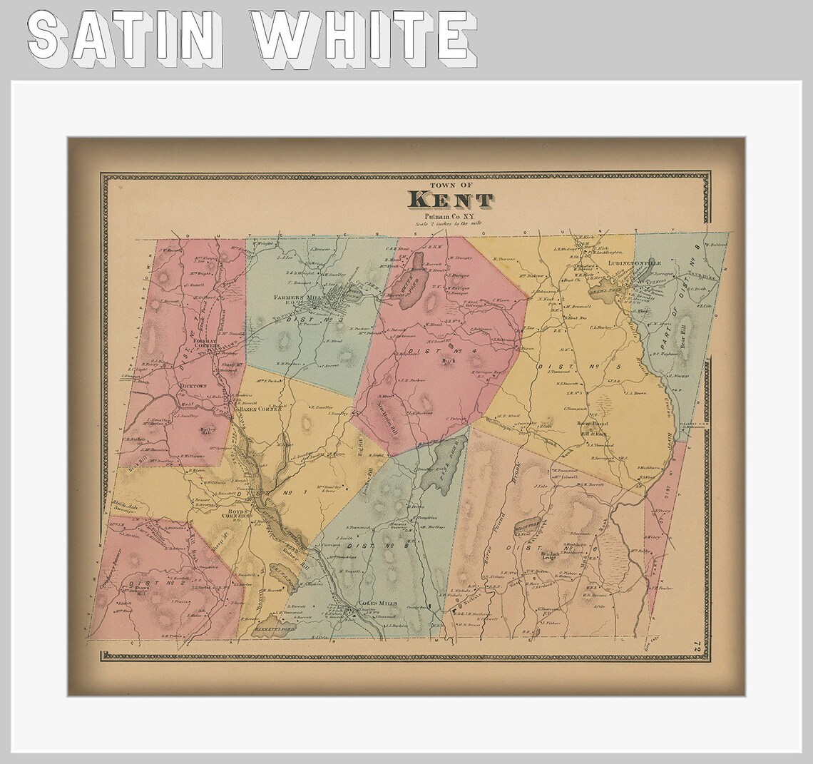 Town of KENT New York 1868 Map | Etsy