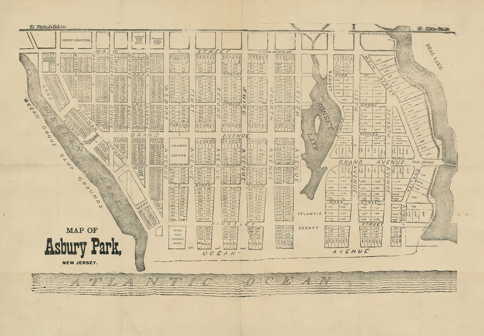 ASBURY PARK, New Jersey Map - Etsy