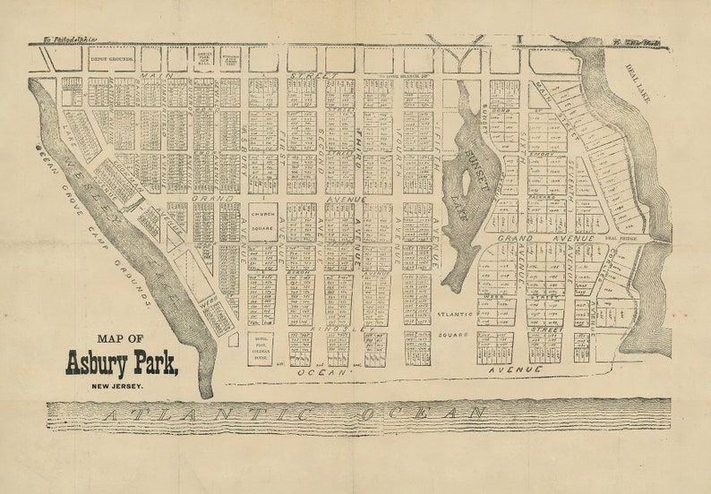 ASBURY PARK, New Jersey Map - Etsy