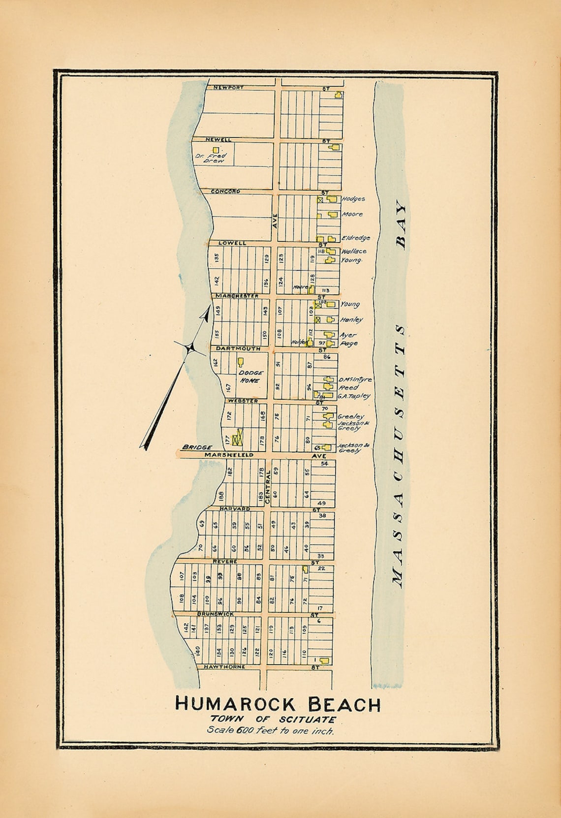 HUMAROCK SCITUATE Massachusetts 1903 Map | Etsy