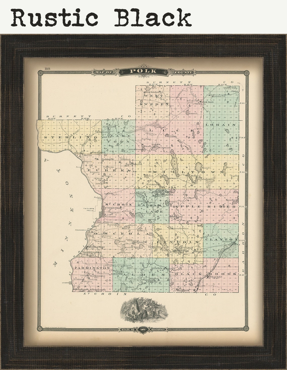 POLK COUNTY, Wisconsin 1878 Map, Replica or Genuine Original - Etsy