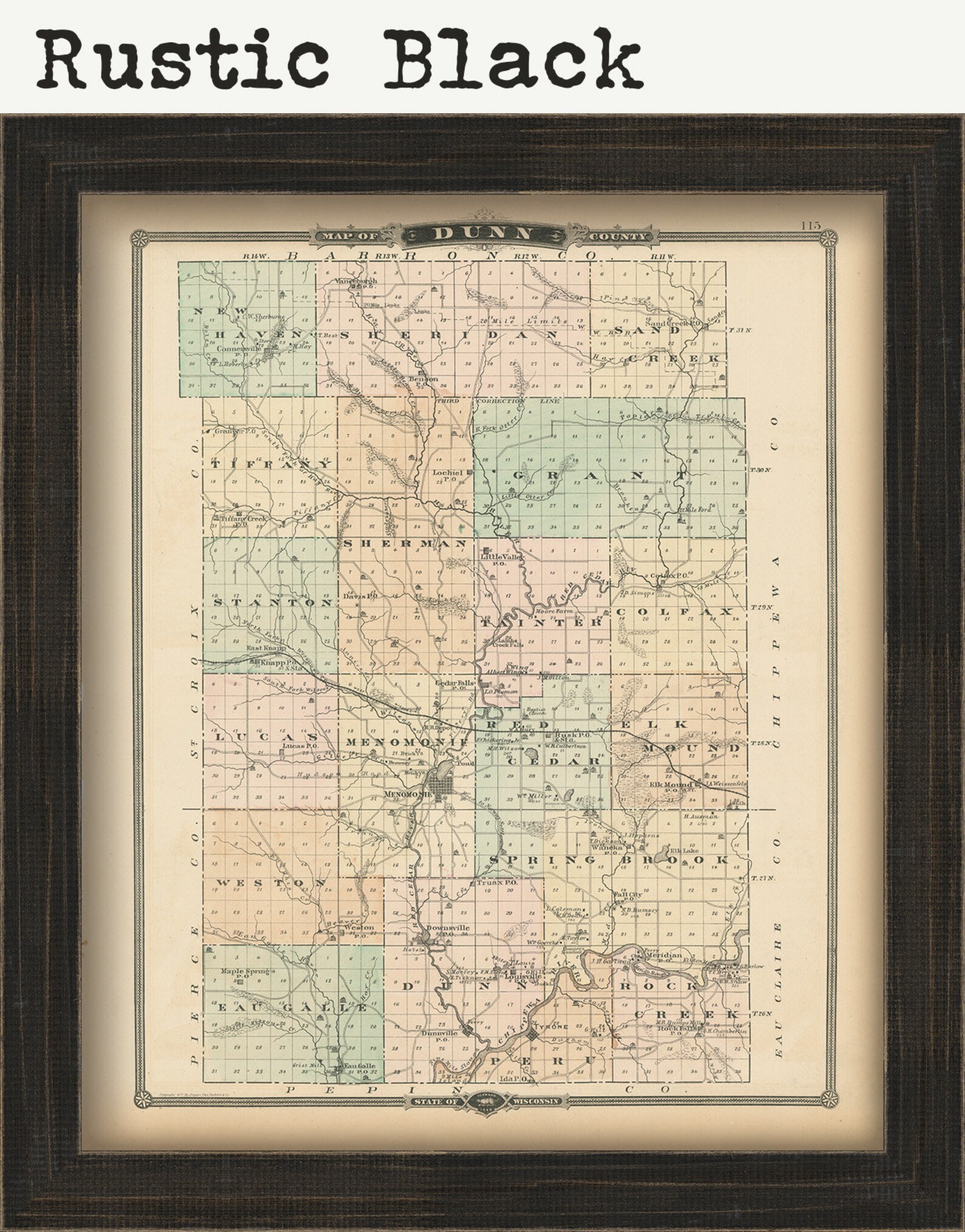 DUNN COUNTY Wisconsin 1878 Map Replica or Genuine Original - Etsy