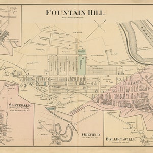 SLATEDALE, OREFIELD and BALLIETSVILLE, Pennsylvania 1876 Map - Replica ...