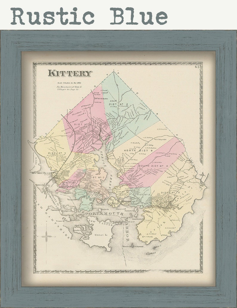 Town of KITTERY Maine 1872 Map - Etsy
