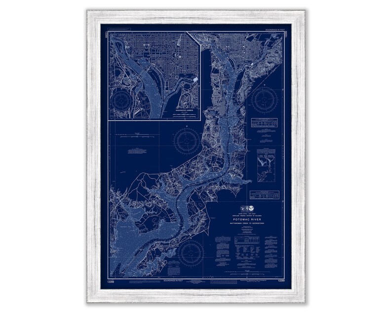 WASHINGTON HARBOR Washington D. C. Nautical Chart Blueprint | Etsy
