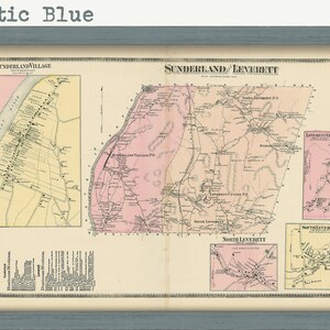 Towns of SUNDERLAND and LEVERETT, Massachusetts 1871 Map - Replica or ...