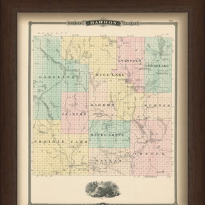 BARRON COUNTY, Wisconsin 1878 Map, Replica or Genuine Original - Etsy