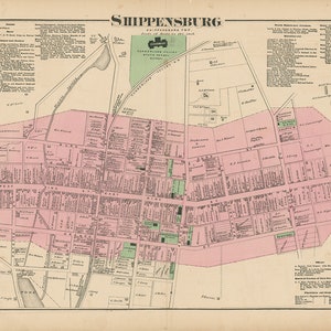 SHIPPENSBURG, Pennsylvania 1872 Map - Replica or Genuine ORIGINAL - Etsy