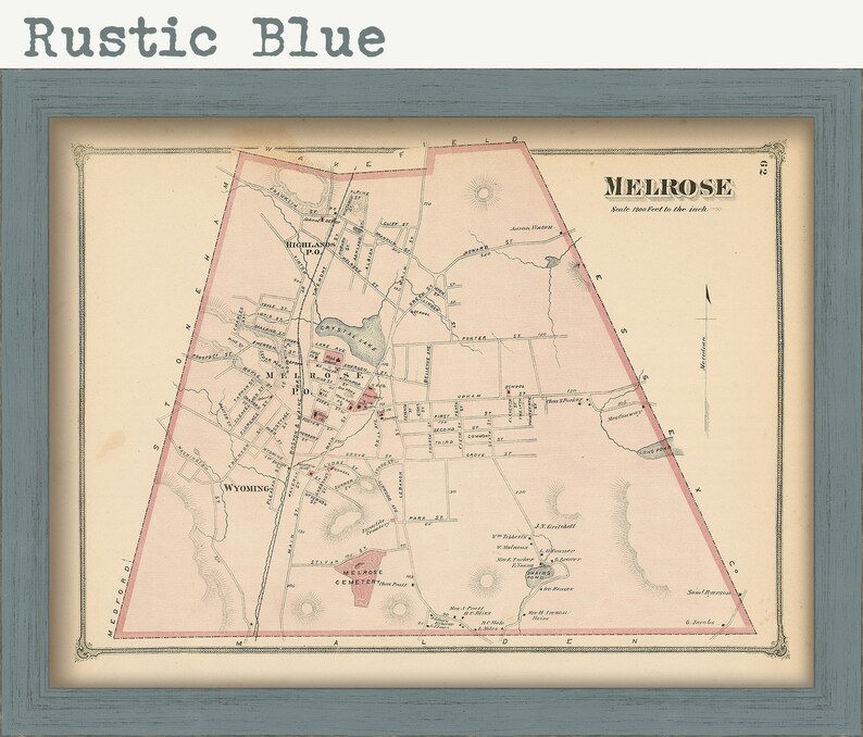 MELROSE, Massachusetts 1875 Map - Replica or Genuine ORIGINAL - Etsy