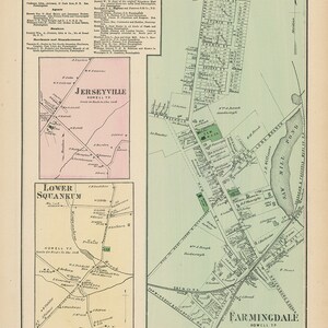 Village of FARMINGDALE, New Jersey 1873 Map - Replica or Genuine ...
