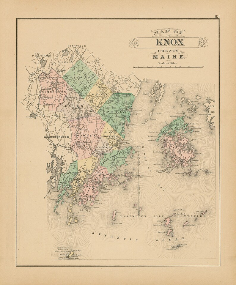 KNOX County Maine 1890 Map Replica or GENUINE ORIGINAL - Etsy
