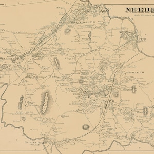 Town of NEEDHAM, Massachusetts 1876 Map - Replica or GENUINE ORIGINAL ...